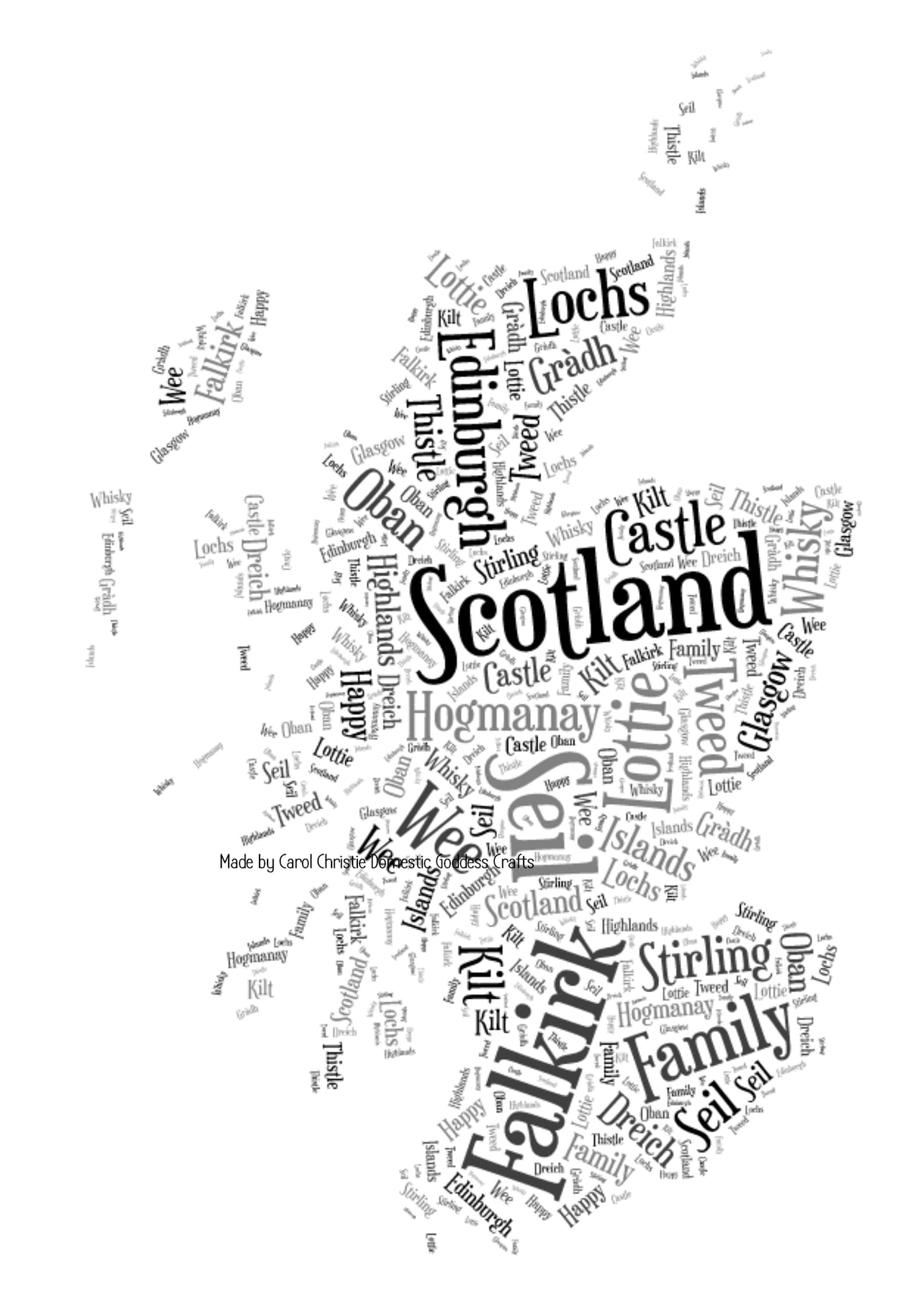 Map of Scotland Word Art Scotland Map Map of Scotland - Etsy UK