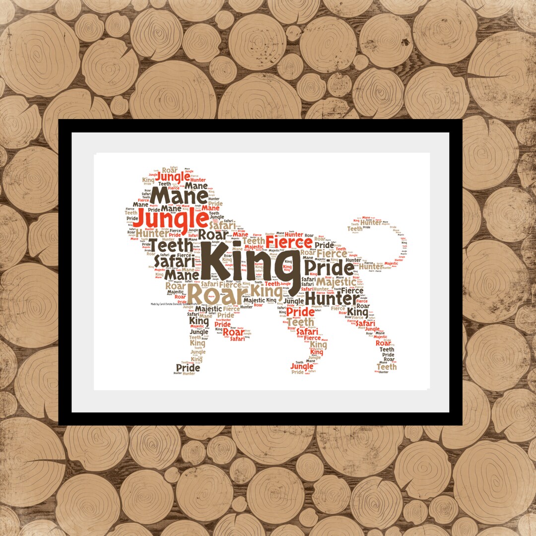 Lion Print Lion Word Art Lion Wordle Personalised Lion - Etsy.de