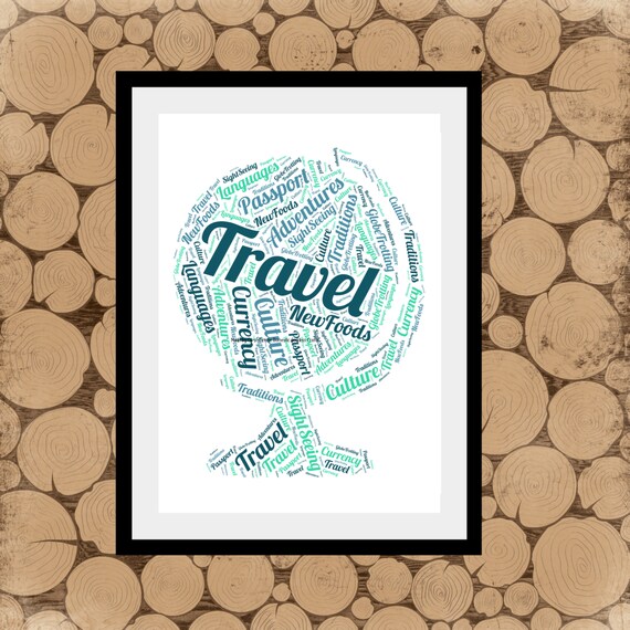 Globe Print Travel Gift Globe Word Art Globe Word Collage | Etsy UK