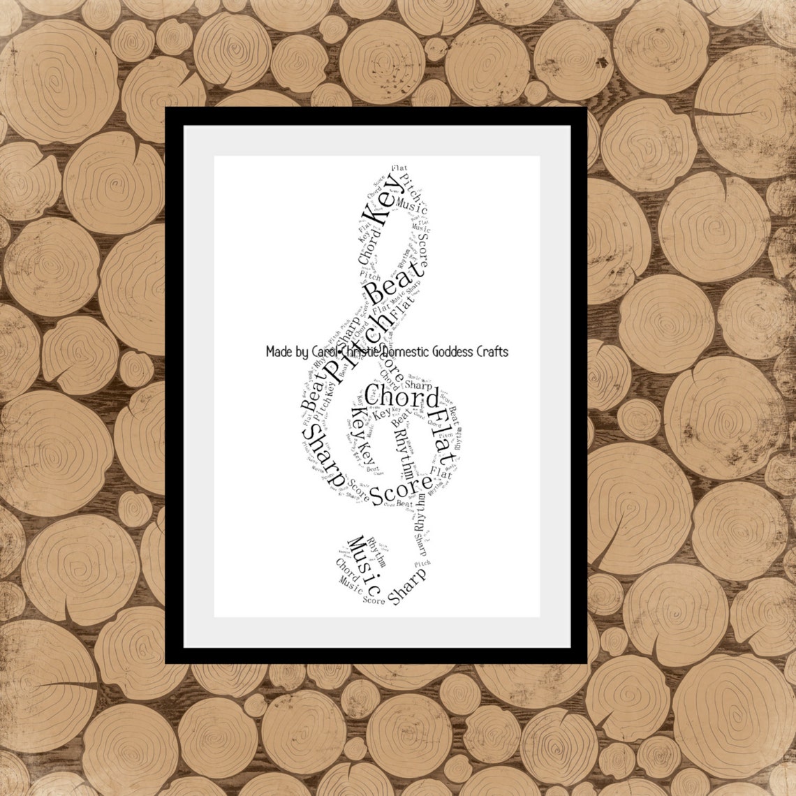 Treble Clef Print Personalised Music Gift Treble Clef Word - Etsy