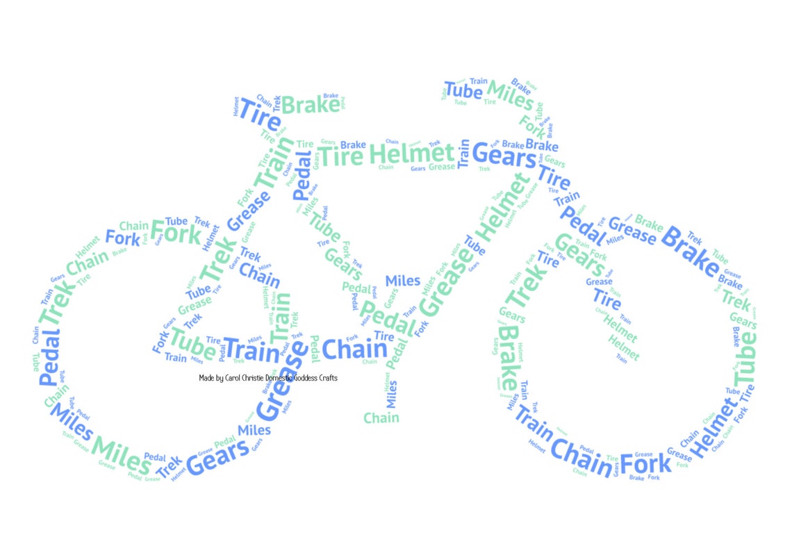 Bike Word Art Personalised Bike Print Cyclist Gift Bike | Etsy UK