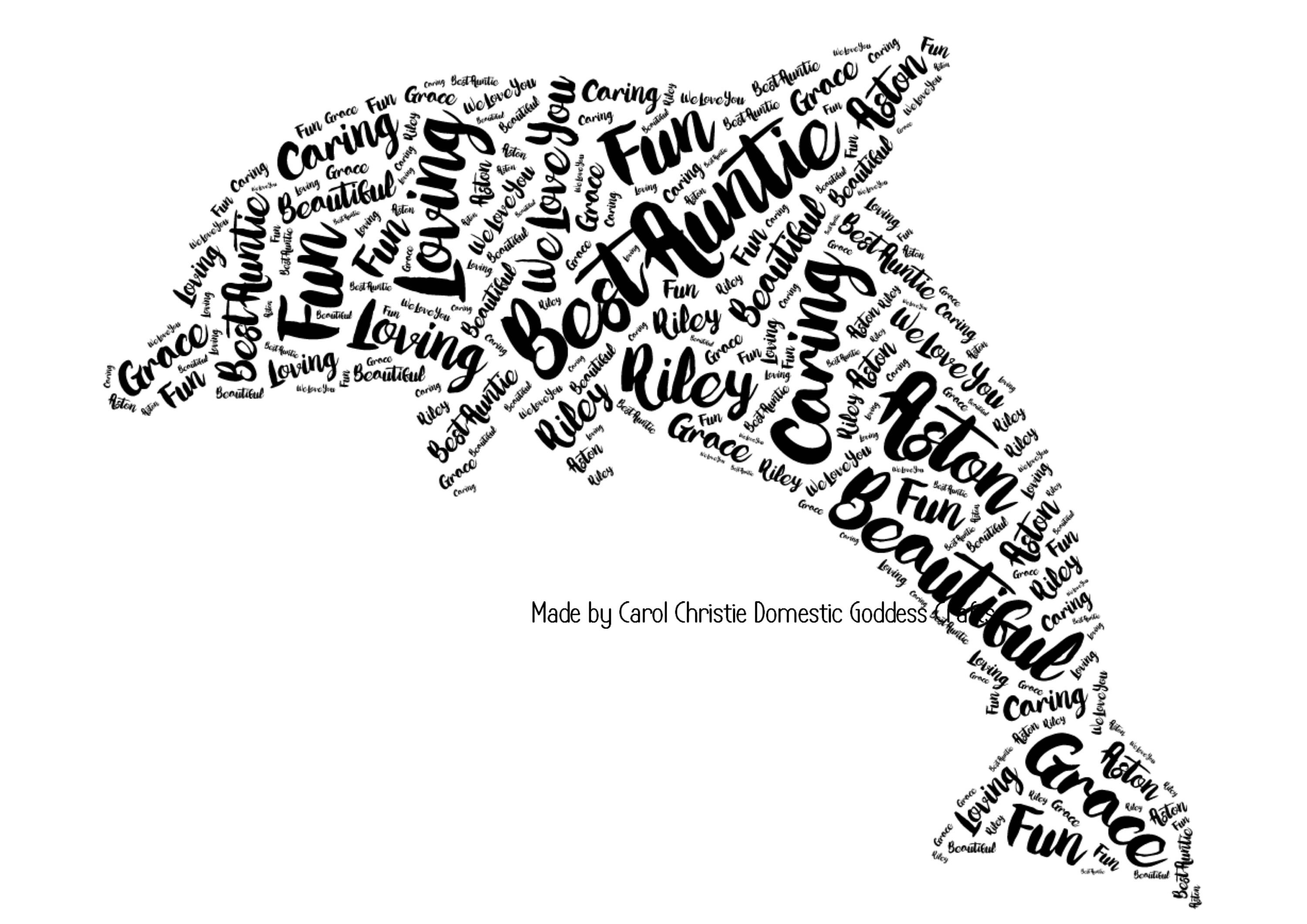 Dolphin Word Art Personalised Dolphin Print Dolphin Word | Etsy