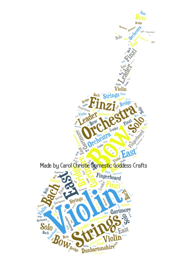 Personalised Violin Print Word Art Violin Word Art Violin - Etsy UK