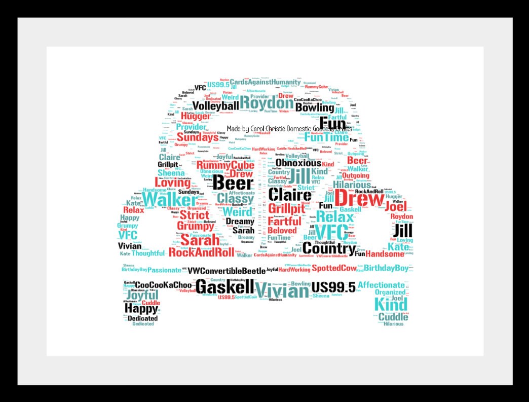 VW Beetle Word Art Word Art Print Beetle Word Collage | Etsy