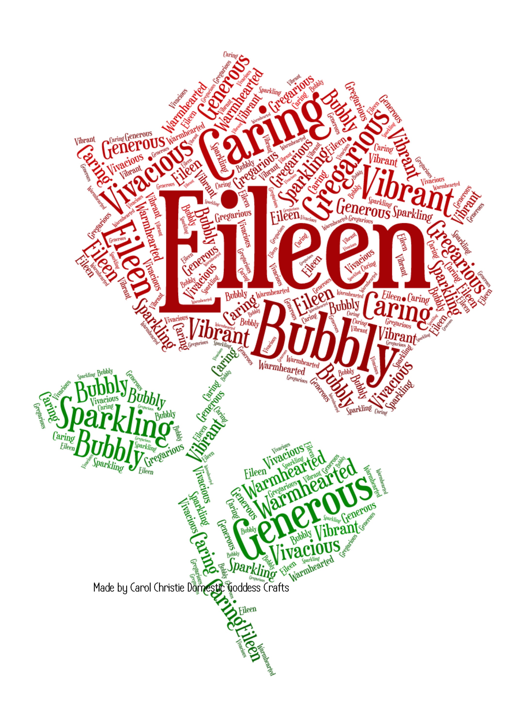 Personalised Rose Print Word Art Rose Word Cloud - Etsy UK