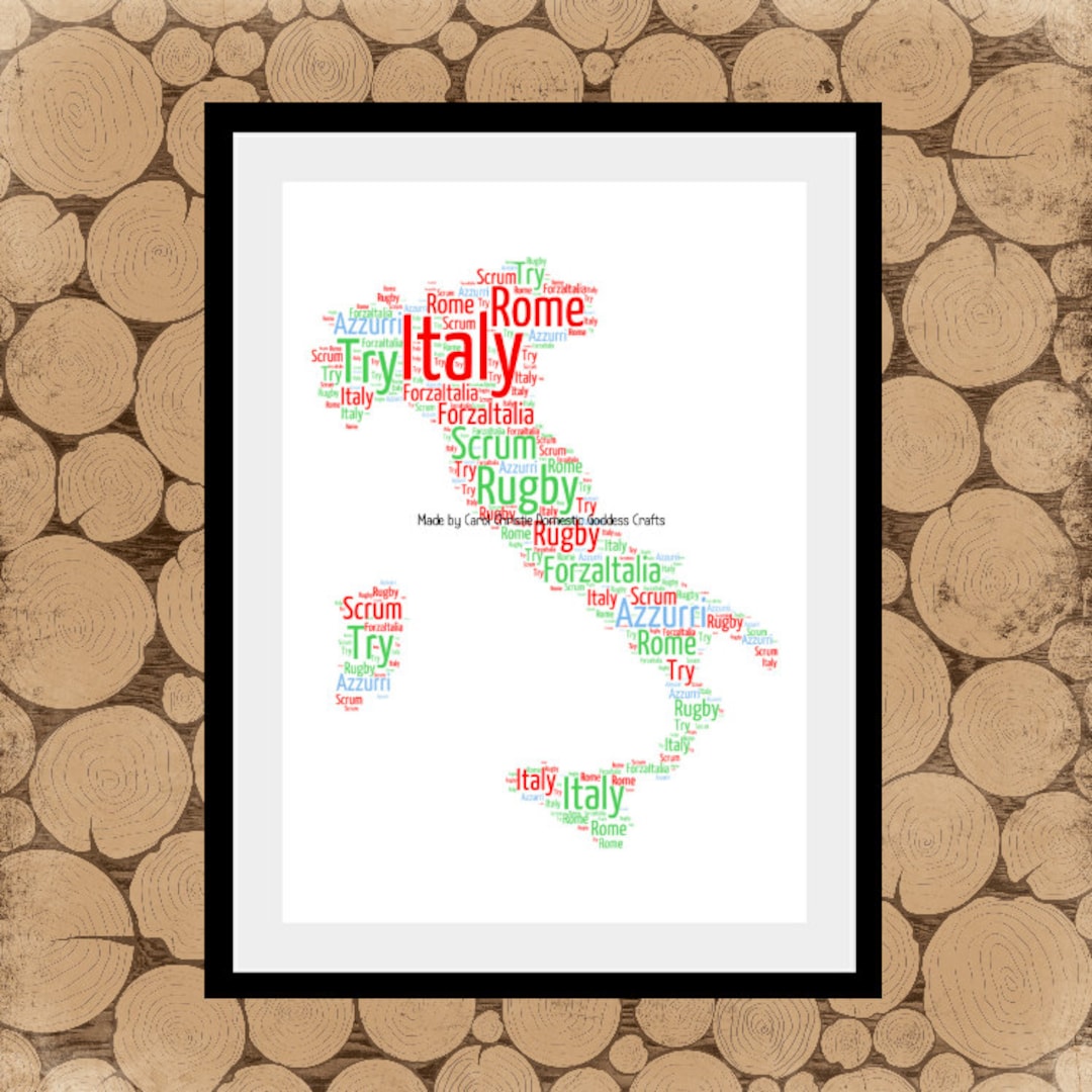 Map of Italy Print, Italy Word Art, Personalised Italian Map, Map of ...