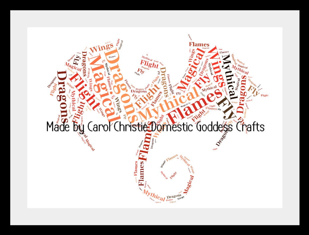 Dragon Word Artfantasy Word Clouddragon Personalised Print - Etsy UK