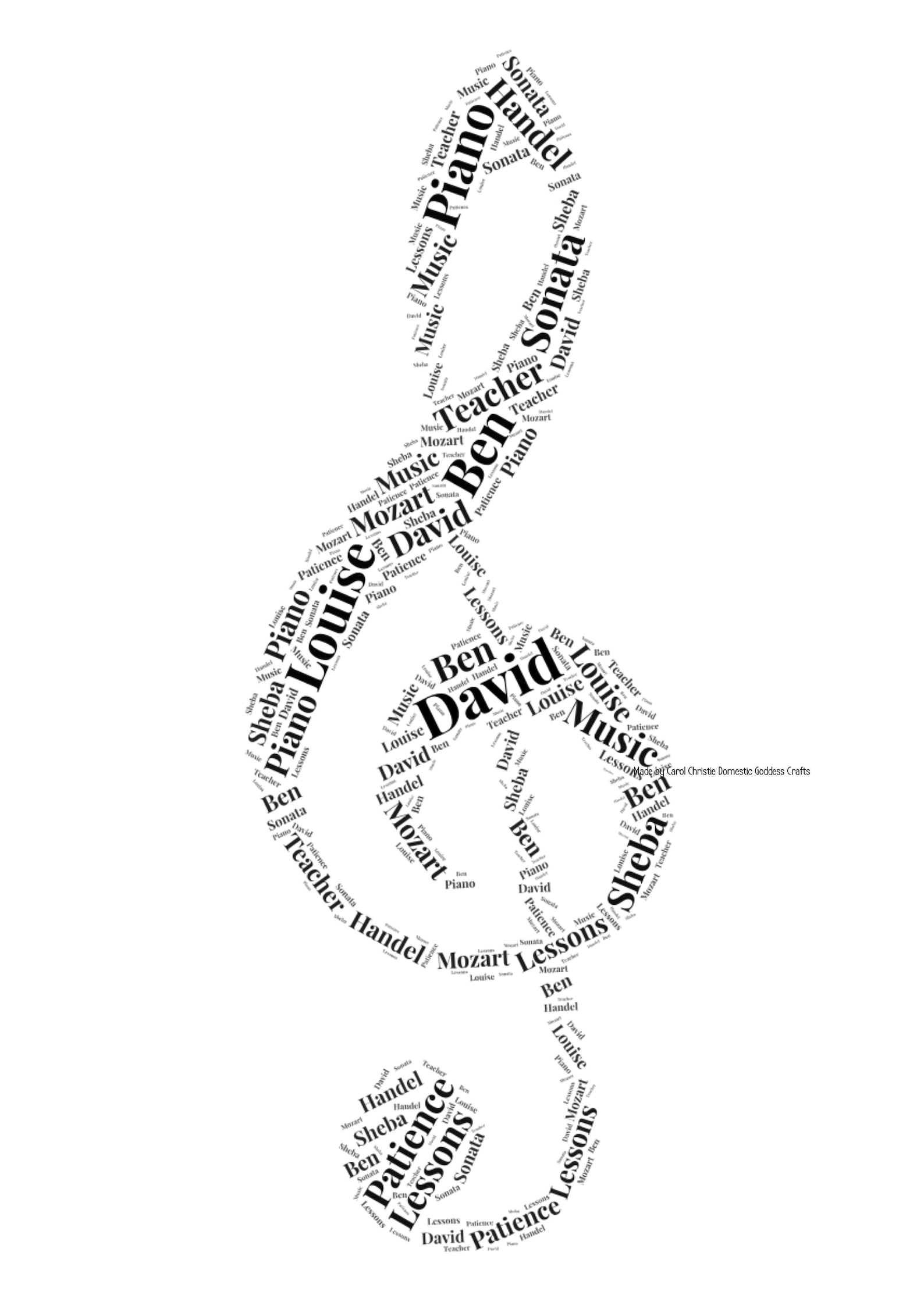 Treble Clef Print Personalised Music Gift Treble Clef Word - Etsy