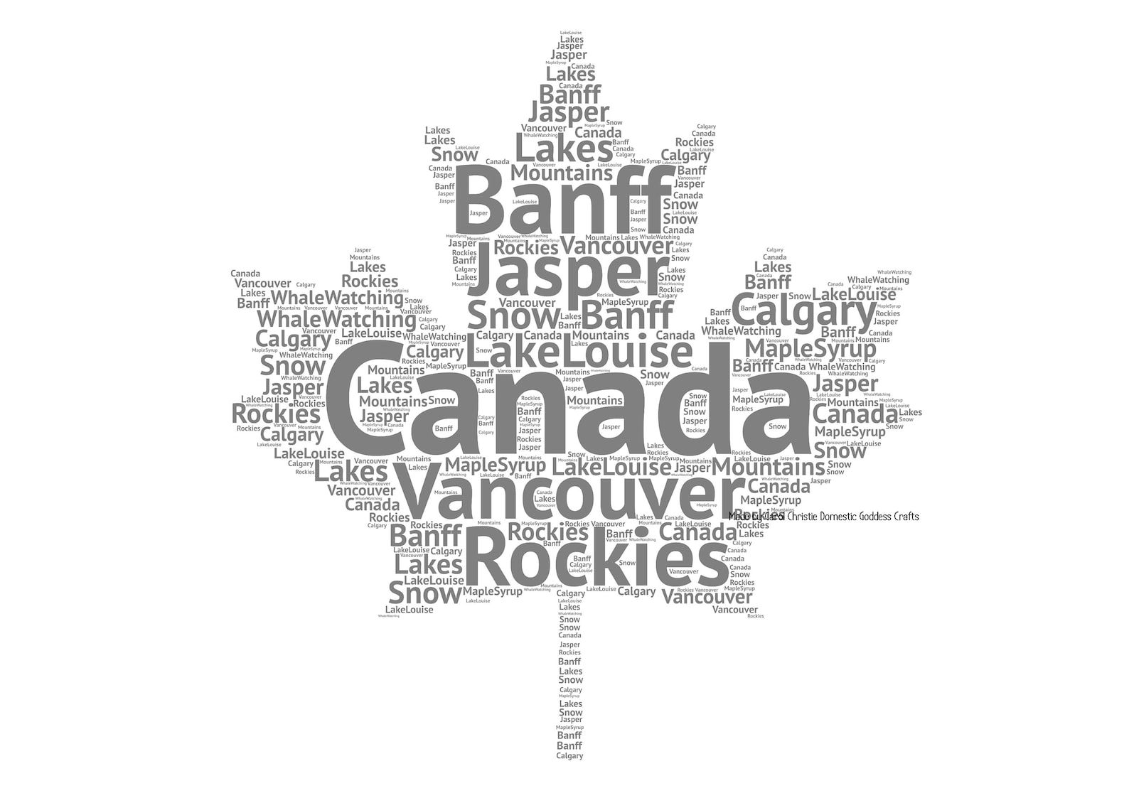 Maple Leaf Print Canada Word Art Personalised Canadian Gift - Etsy