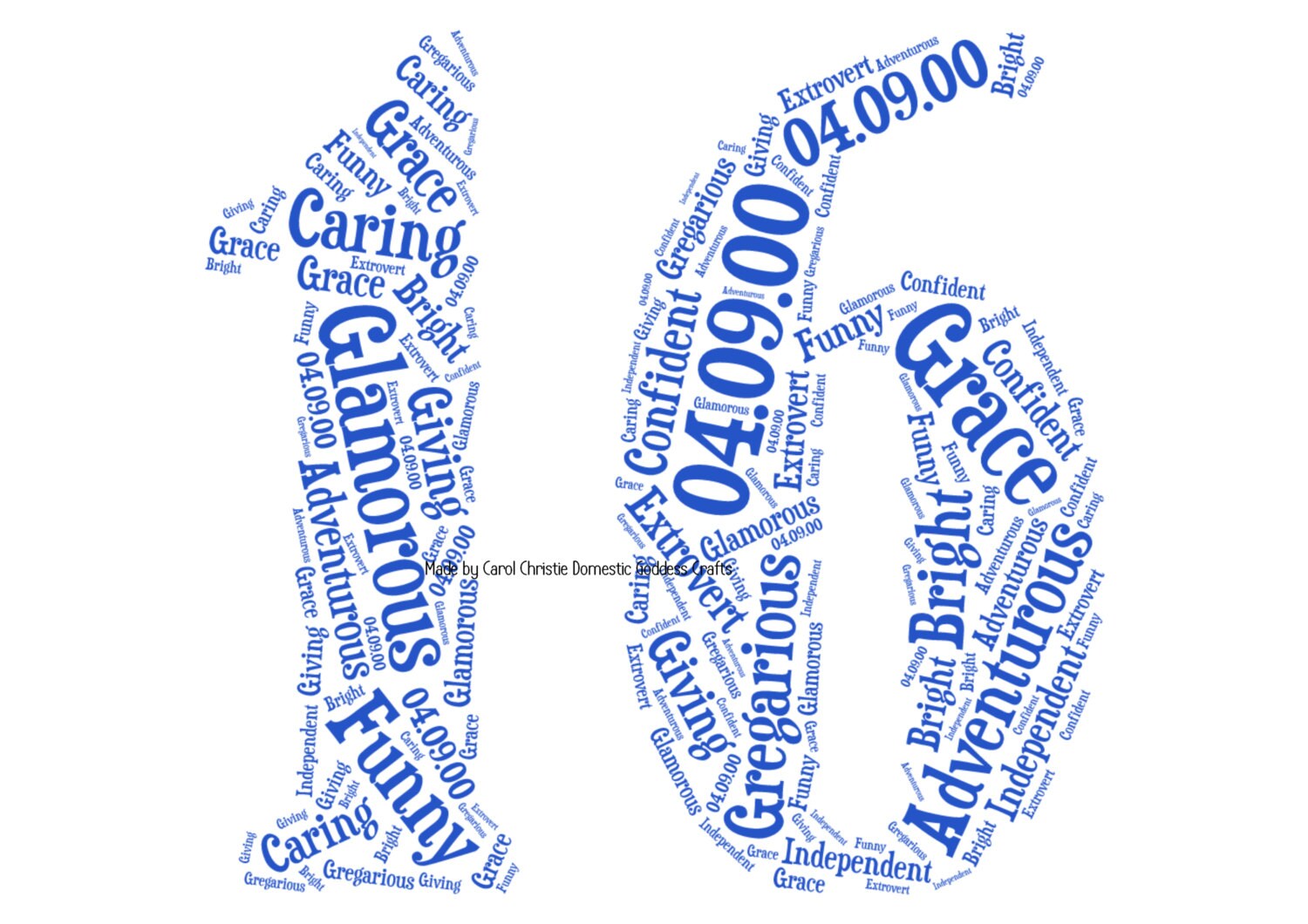 16th Gift 16th Print Sweet 16 Word Art Word Cloud Birthday - Etsy