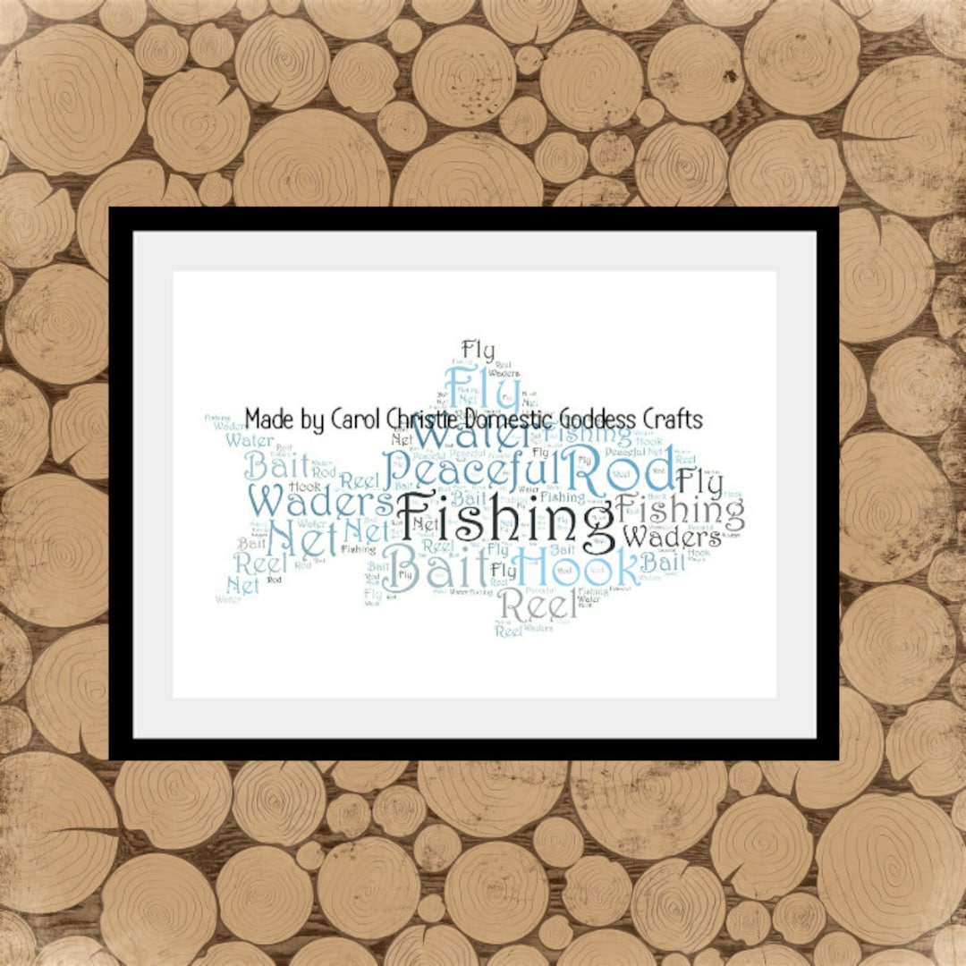 Fishing Word Art, Personalised Fishing Print, Fishing Word Cloud ...