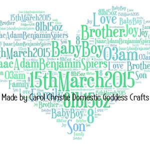 Anniversary Gift, Love Heart Word Art, Heart Wordle, Love Heart Print ...