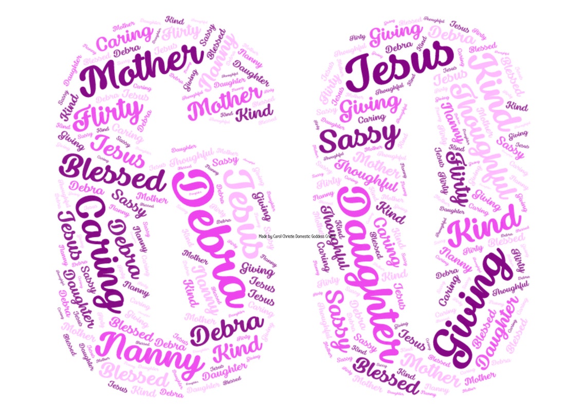 60th Birthday Gift60th Word Artword Cloud Giftpersonalised - Etsy