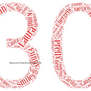 30th Birthday Gift 30th Word Art 30th Word Cloud 30th - Etsy