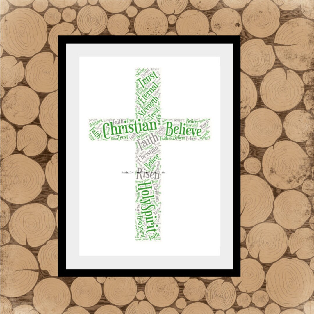 Gift for Christening, Cross Word Art, Cross Wordle, Cross Word Collage ...