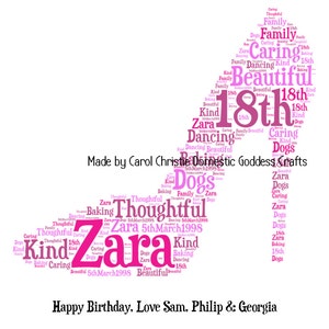 Shoe Wordle Print, Shoe Word Art, Personalised Shoe Print, Shoe Word ...
