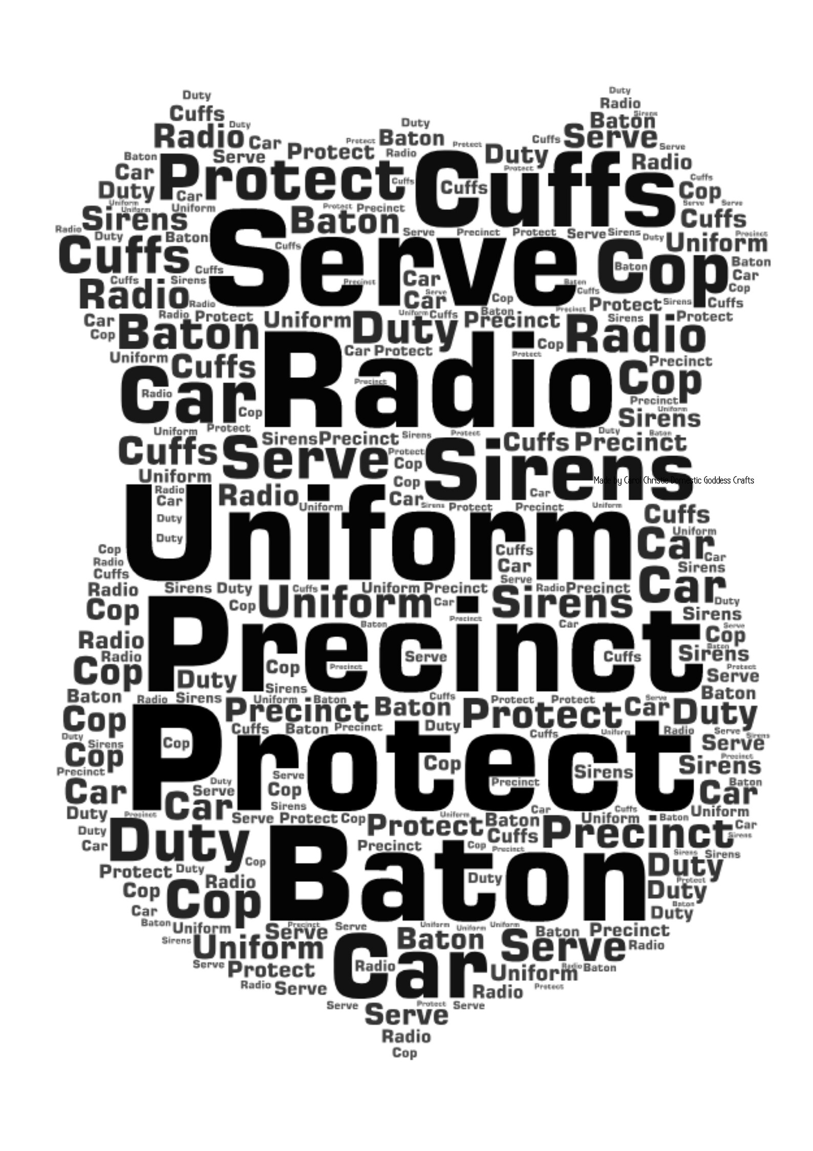 Personalised Shield Police Print Shield Wordle Police Word - Etsy