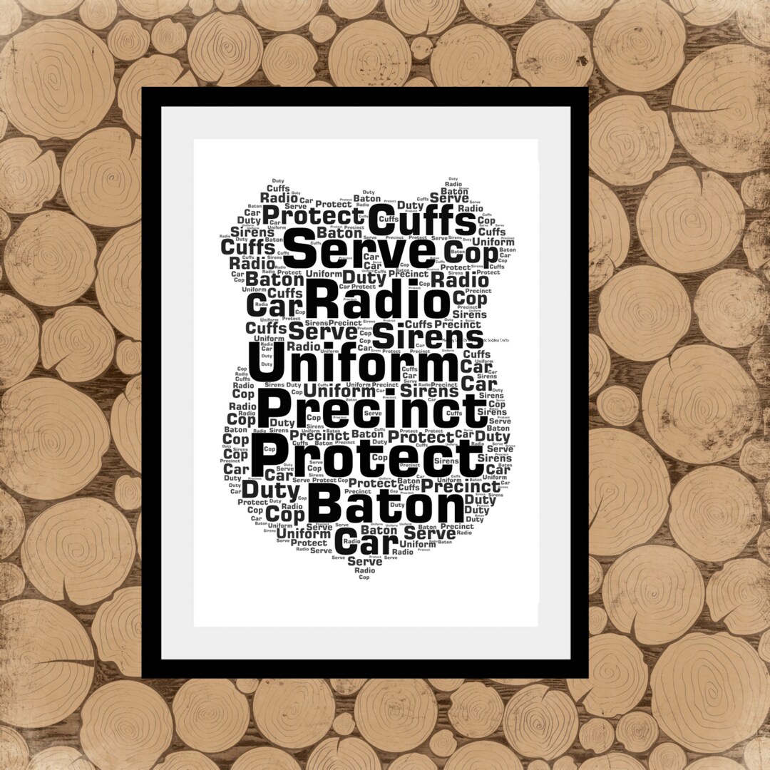 Personalised Shield, Police Print, Shield Wordle, Police Word Art ...