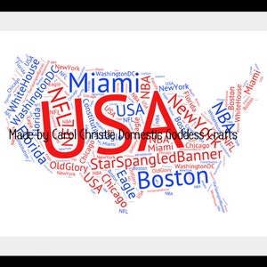 Map of USA Word Art, Personalised Map of America, American Word Collage ...