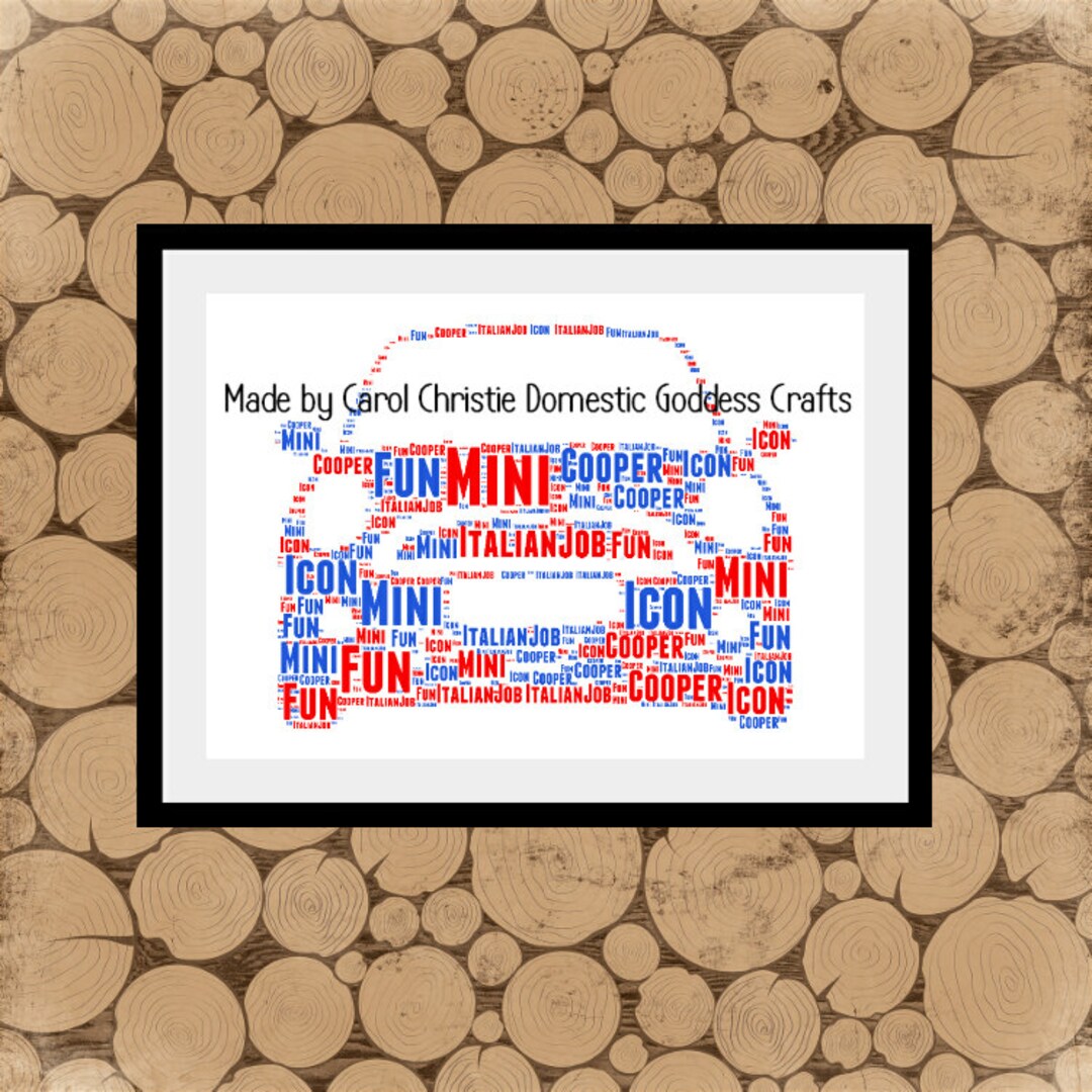 Personalised Mini Print, Mini Word Art, Mini Cooper Print, Mini Word ...