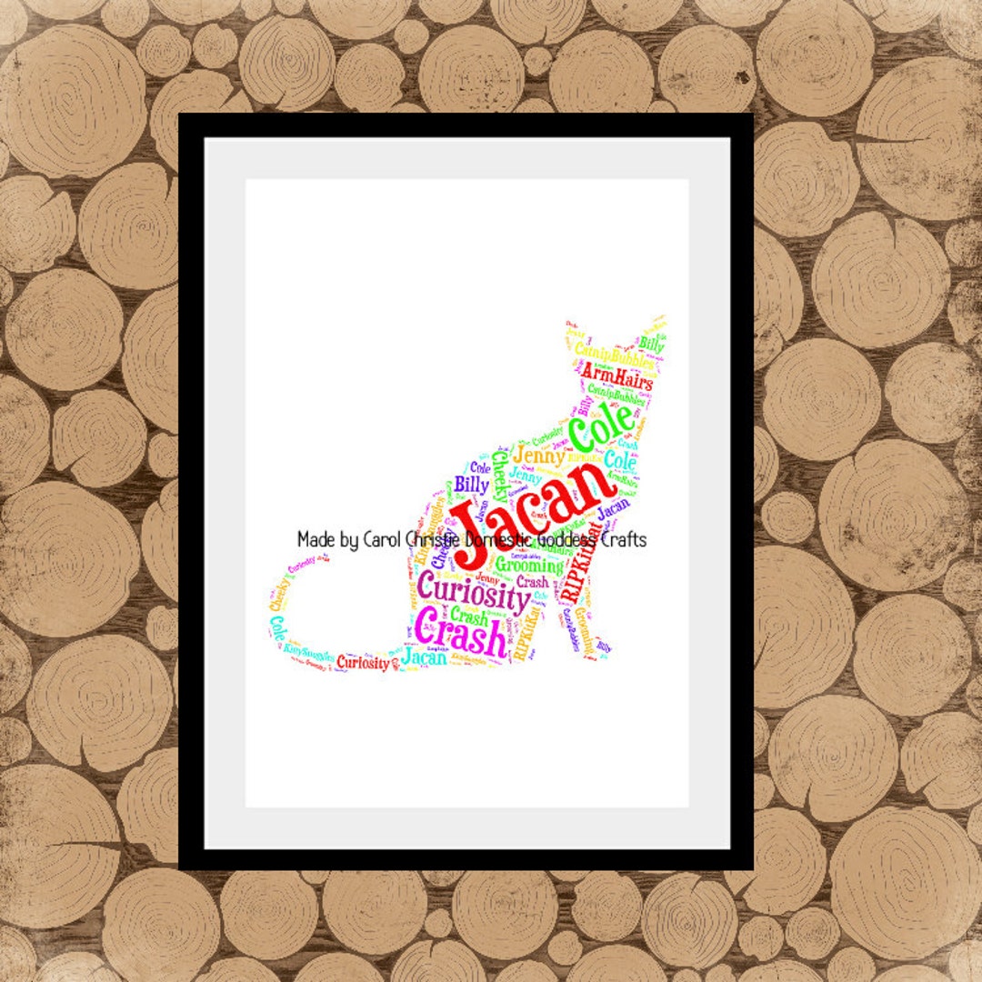 Cat Printcat Word Art Cat Word Cloud Cat Word Collage - Etsy UK
