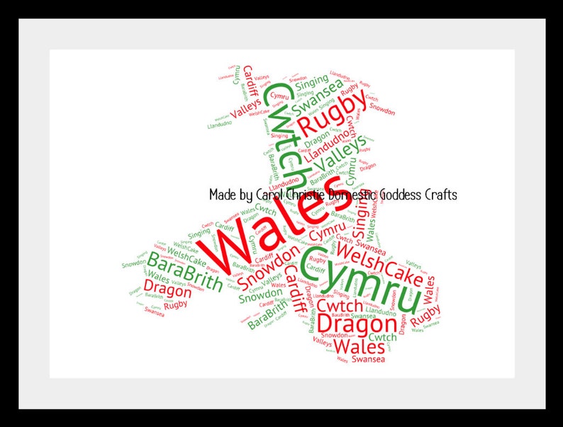 Map of Wales Map of Wales Word Art Welsh Word Collage Welsh - Etsy