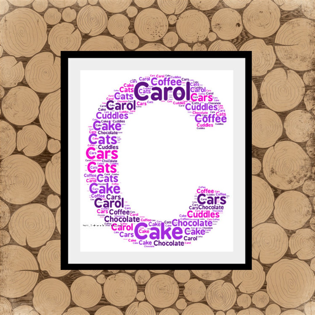 Personalised Monogram Print Monogram Word Art Initial Word - Etsy