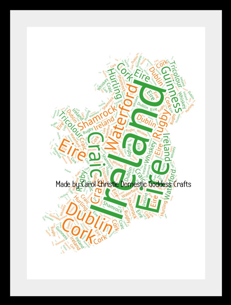 Map of Ireland Print Ireland Word Art Personalised Ireland - Etsy