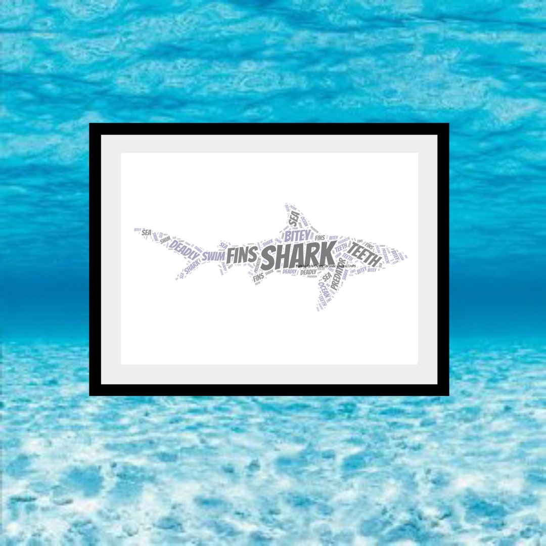 Shark Word Collage Shark Week Gift Shark Wordle Shark Word - Etsy