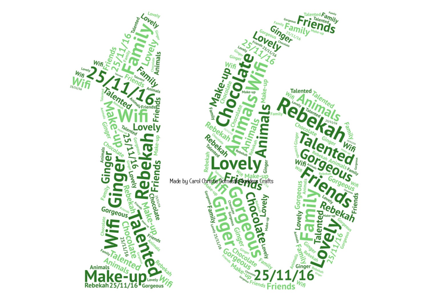 16th Gift 16th Print Sweet 16 Word Art Word Cloud Birthday - Etsy