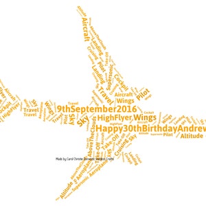 Aeroplane Word Art, Personalised Plane Print, Airplane Word Collage ...