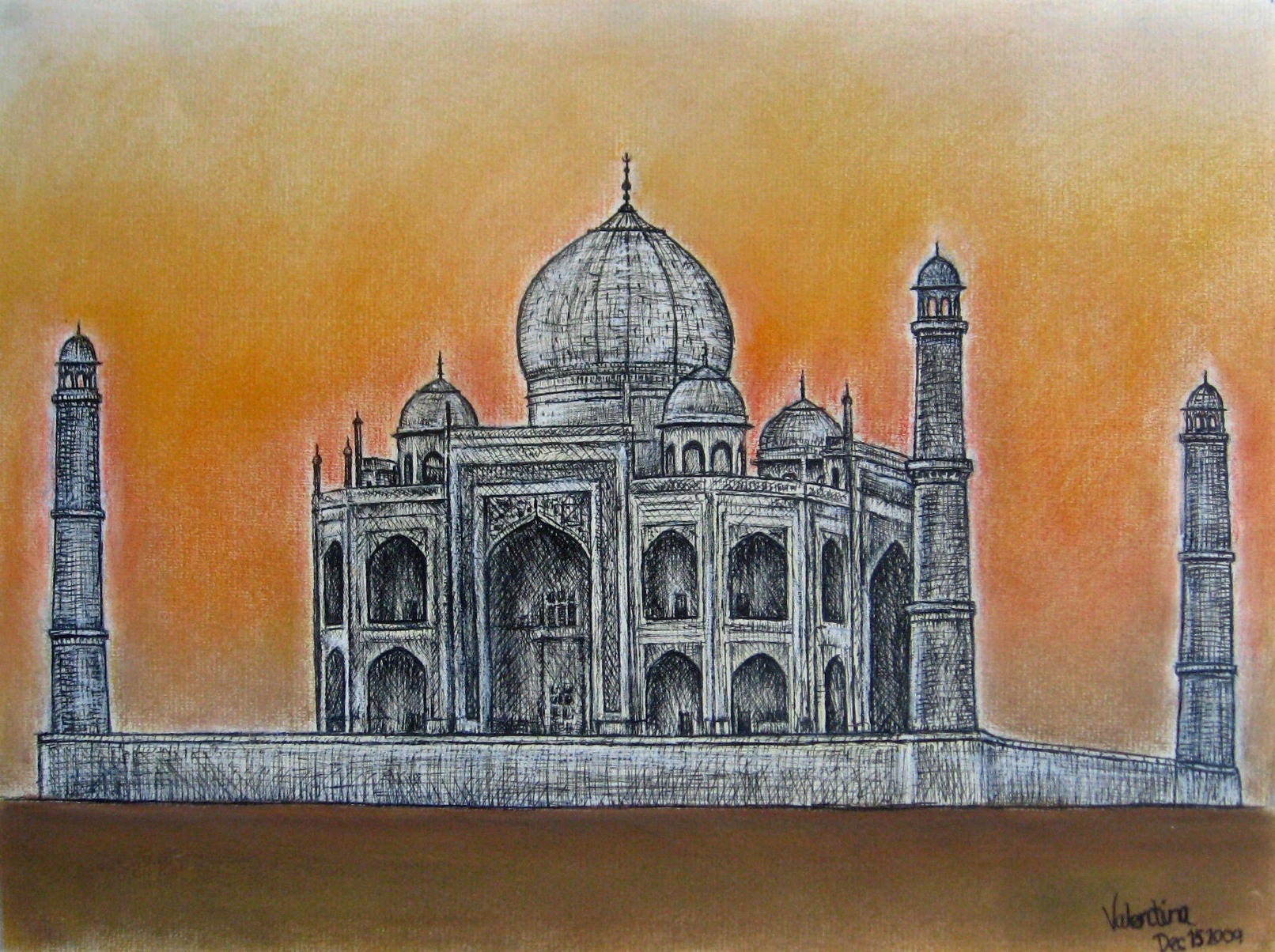Drawing Of Taj Mahal
