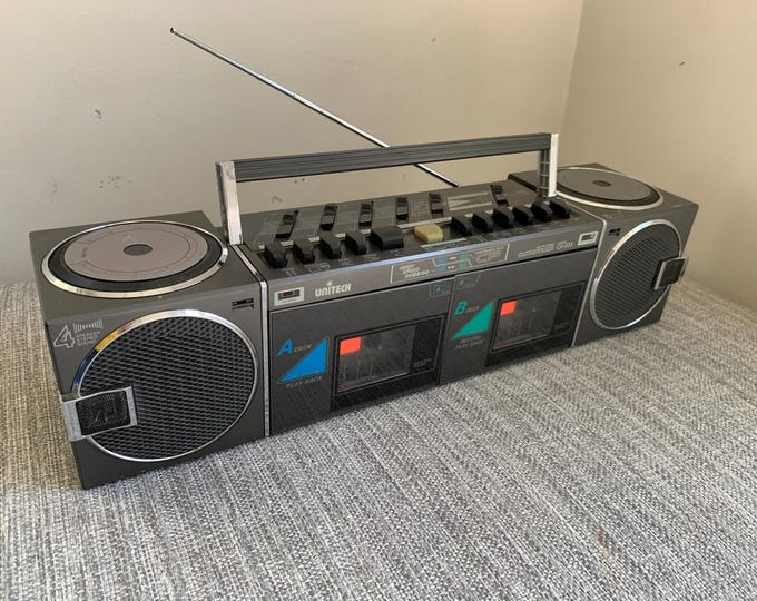 Vintage Unitech CX-555 Boom Box Dual Cassette Player Recorder Like Sony ...