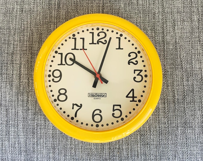 Yellow Wall Clock, Yellow Wall Clock With White Hands, Customized Wall ...