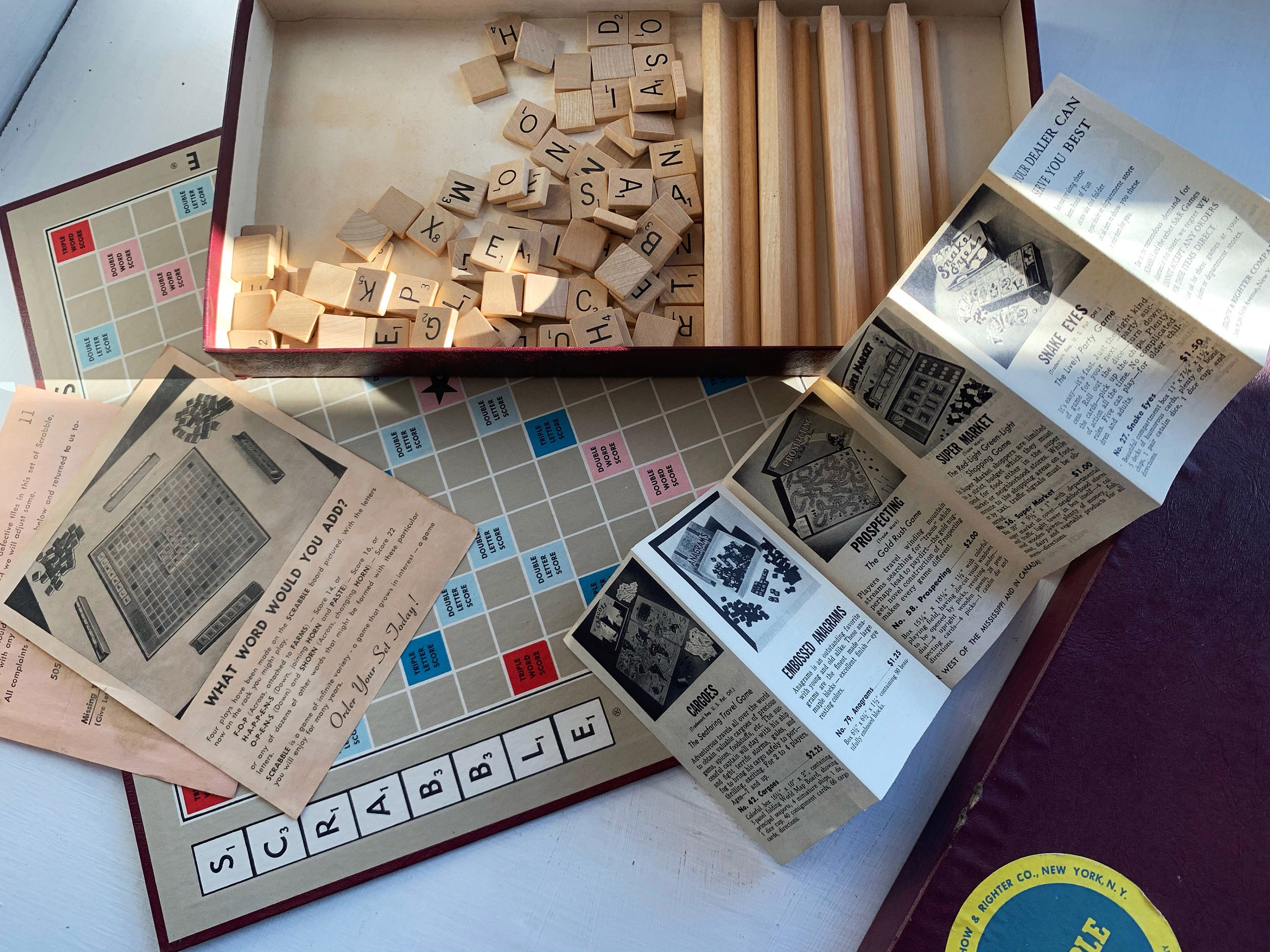 1950s Scrabble Complete Game - No "star Points" Game Board Dates Pre ...
