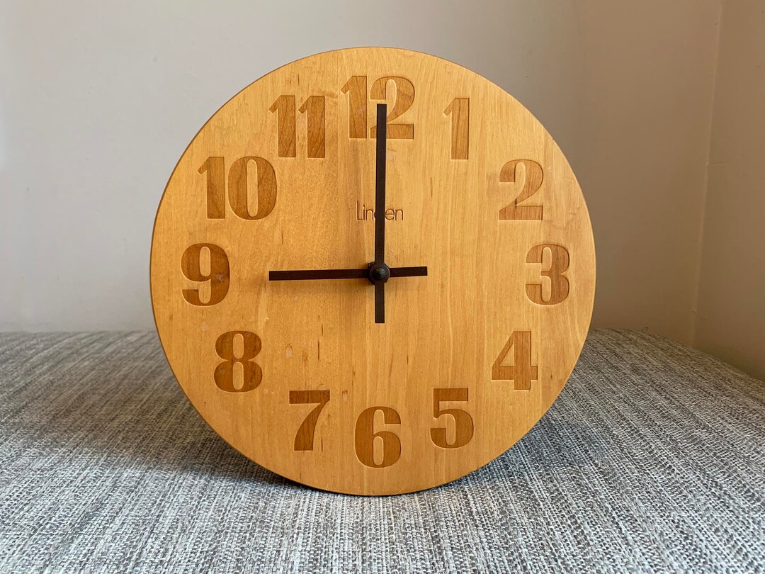 Vintage Butcher Block Clock Linden Round Wall Clock Crate - Etsy