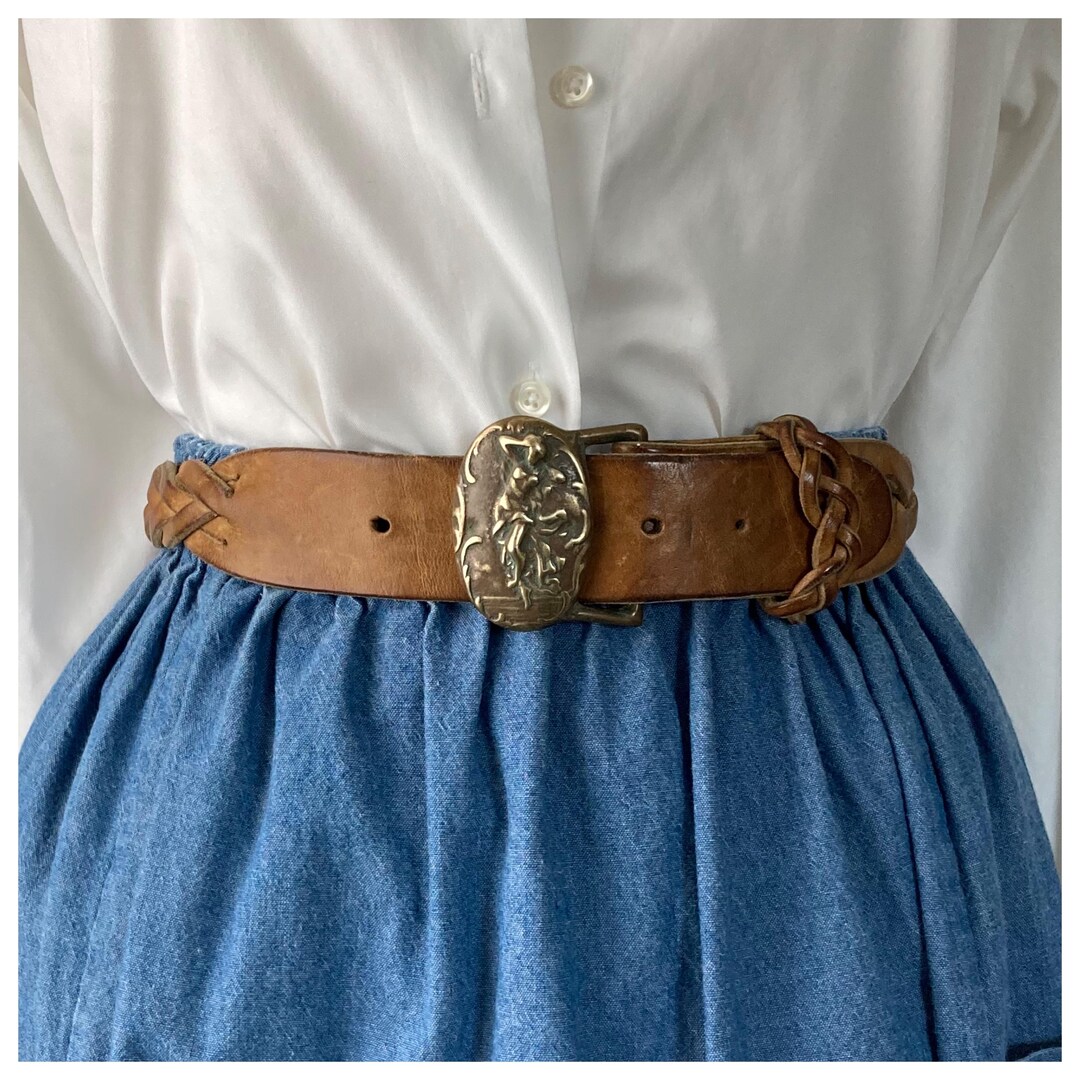 Caramel Color 70s Belt Vintage Handmade Brass 1970s Buckle - Etsy