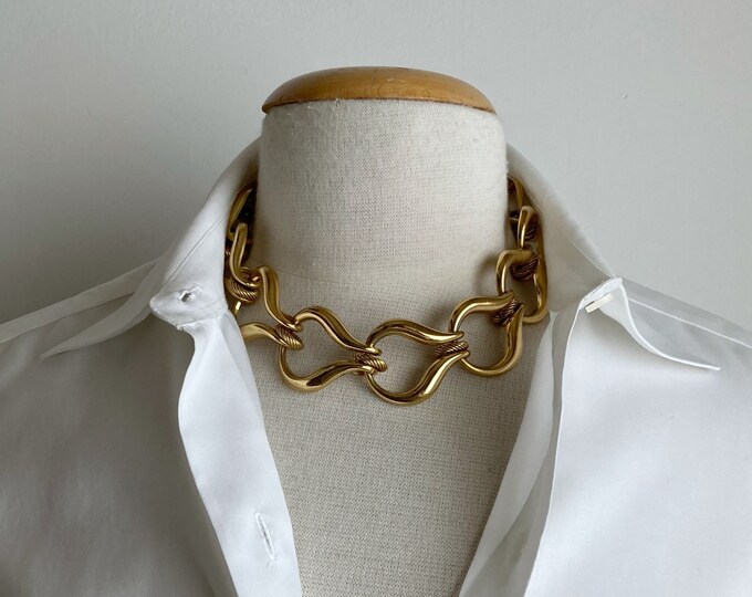 Grosse Gold Chain Choker Vintage Statement Necklace 70s Jewelry Gold ...
