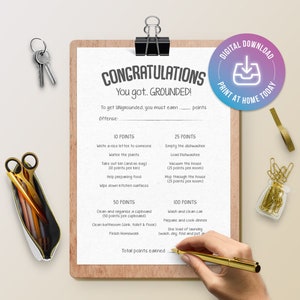 PRINTABLE - You Got GROUNDED! Checklist - How to Get Ungrounded ...