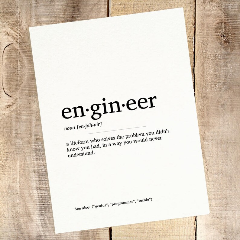 PRINTABLE | Engineer Definition | Minimal | Home Decor | Customisable ...