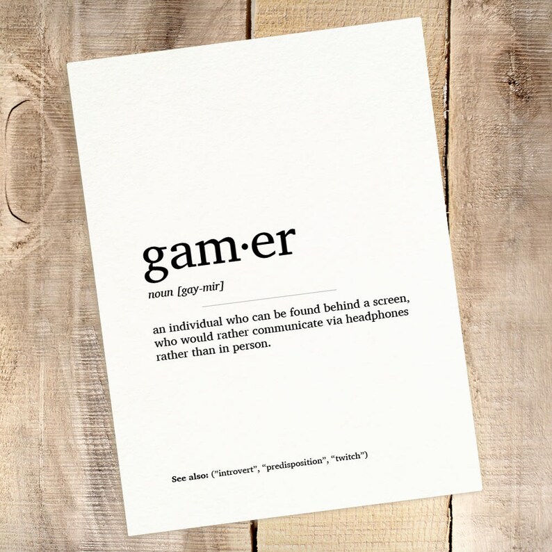 GAMER DEFINITION POSTER Homemade Wall Decor Definition - Etsy