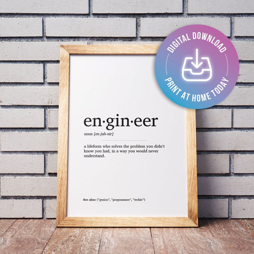 PRINTABLE Engineer Definition Minimal Home Decor - Etsy