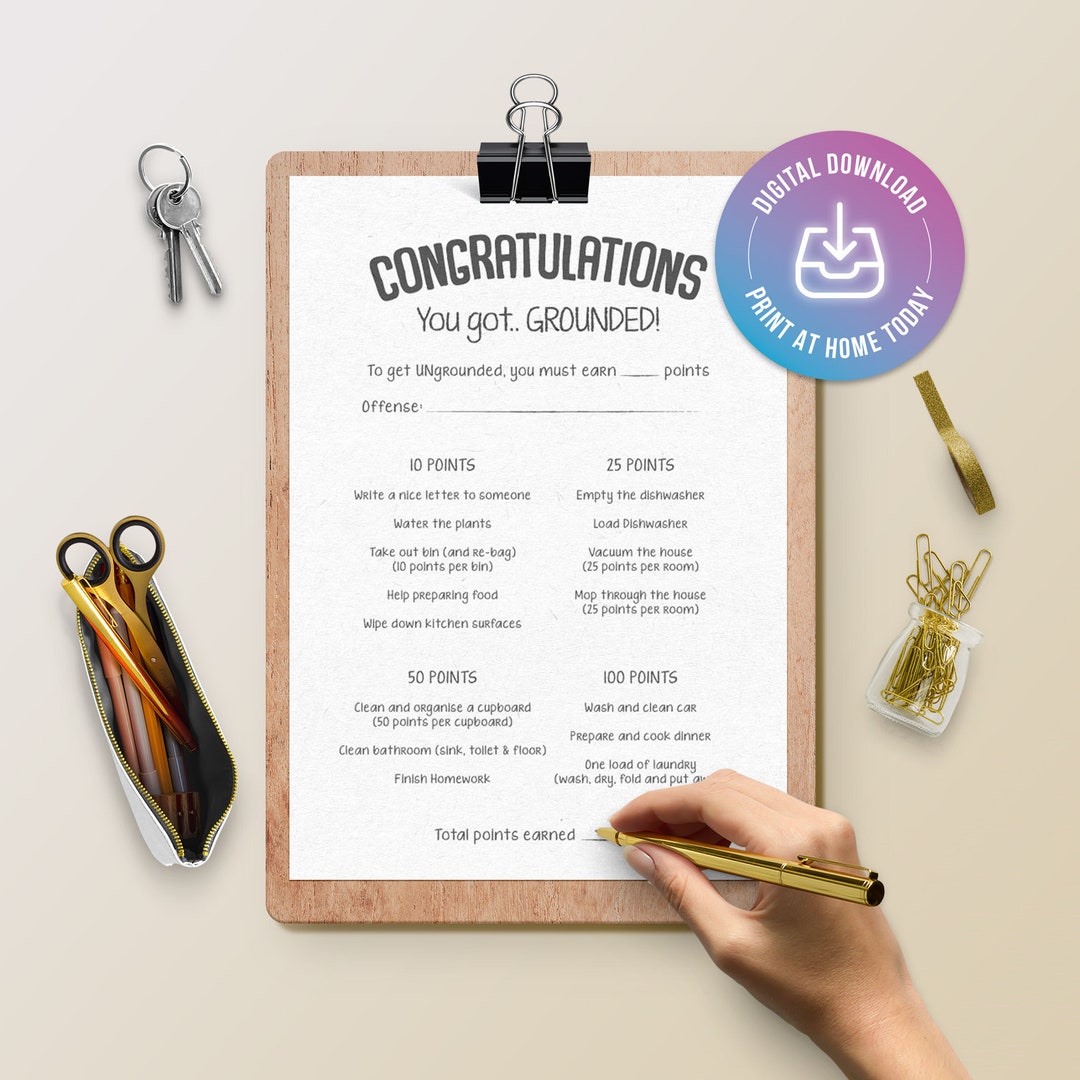 PRINTABLE - You Got GROUNDED! Checklist - How to Get Ungrounded ...