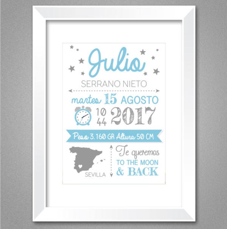 Natalicio. Láminas De Nacimiento Para Niño O Niña Personalizadas En PDF ...
