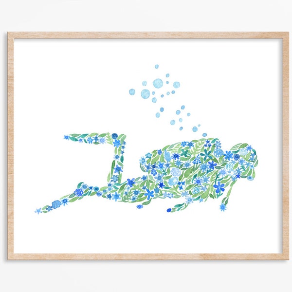 Diving Girl Wall Art - Etsy