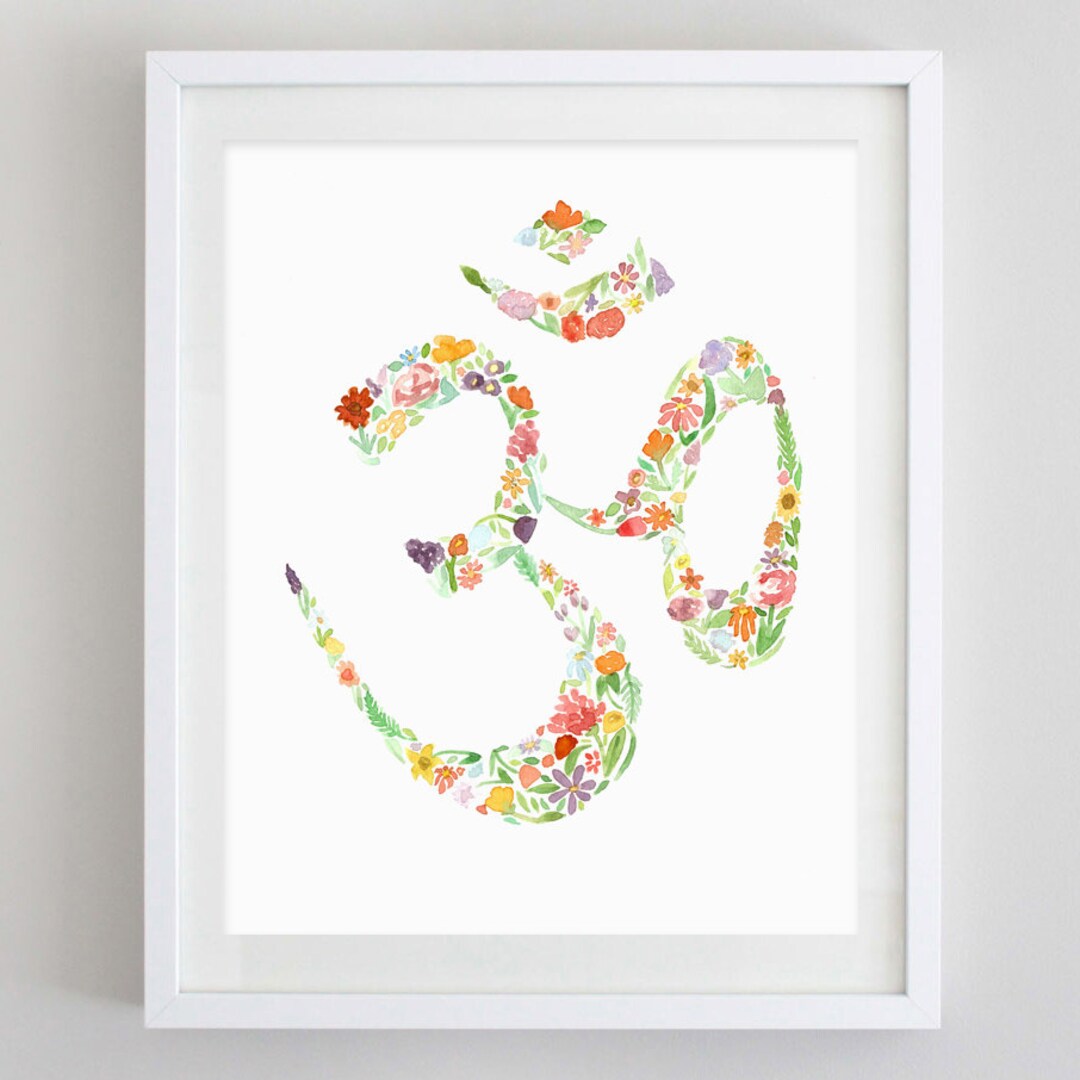 Om Sign Floral Watercolor Art Print - Etsy