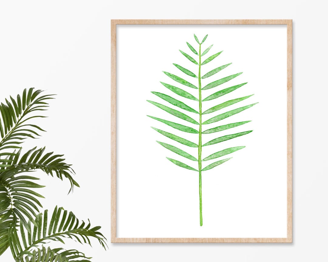 Palm Leaf Tropical Botanical Watercolor Print - Leaf Artwork - Green ...