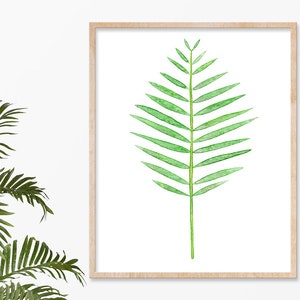 Palm Leaf Tropical Botanical Watercolor Print - Leaf Artwork - Green ...