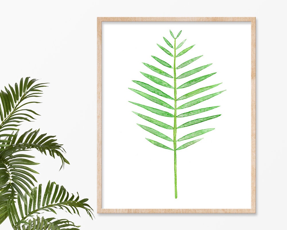 Palm Leaf Tropical Botanical Watercolor Print Leaf Artwork | Etsy