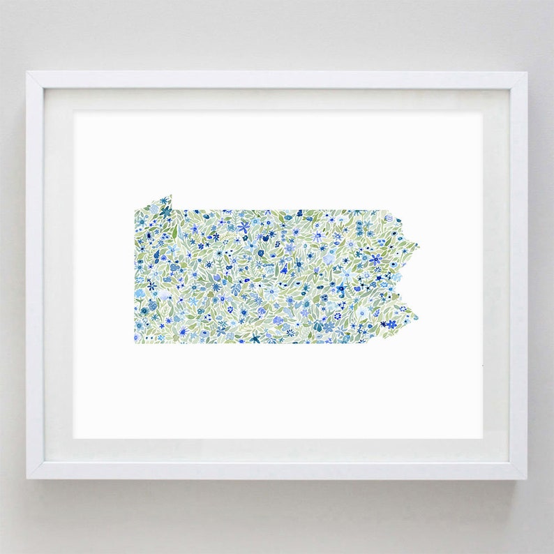 Pennsylvania Watercolor Art Print - Custom Pennsylvania Artwork ...